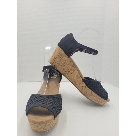 Toms | Shoes | Toms Cork Wedge Heel Sandal Platform Shoes Strappy ...